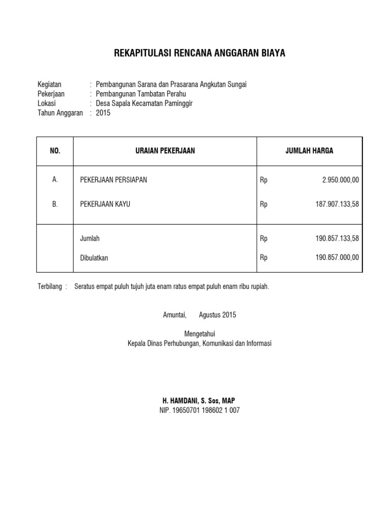 Dermaga Tambat Desa Sapala | PDF