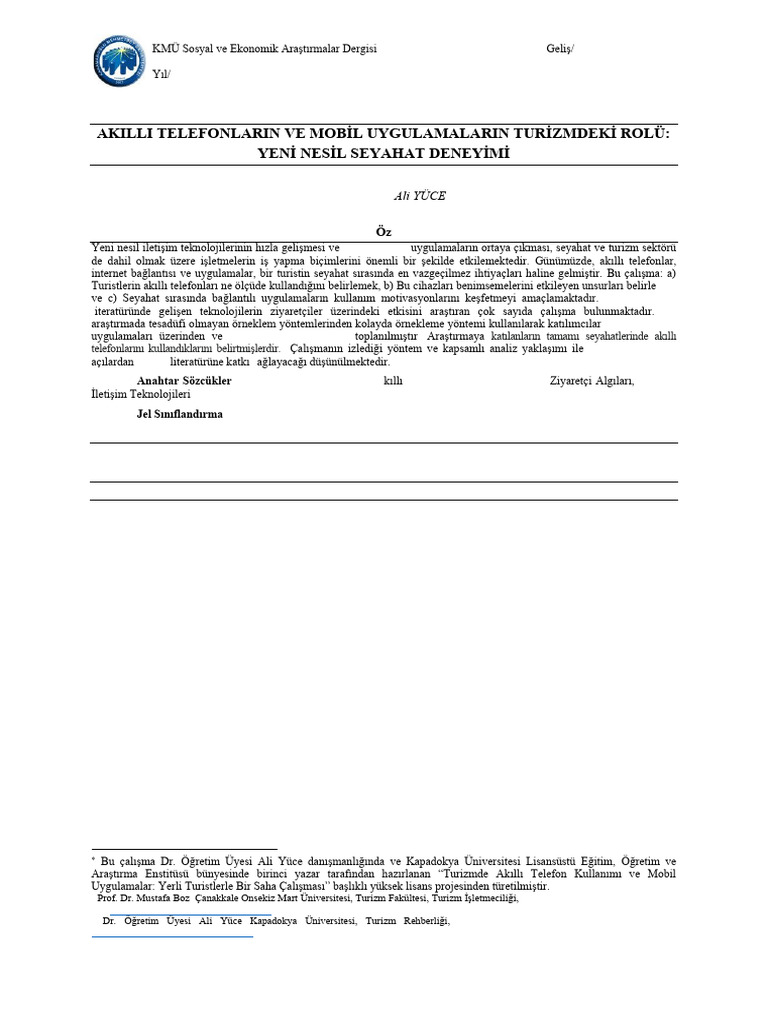 A46. Akıllı Telefonların Ve Mobil Uygulamaların Turizmdeki Rolü | PDF
