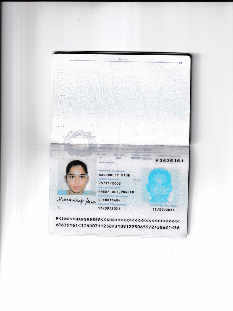 Harshdeep Kaur Scanned Passport | PDF