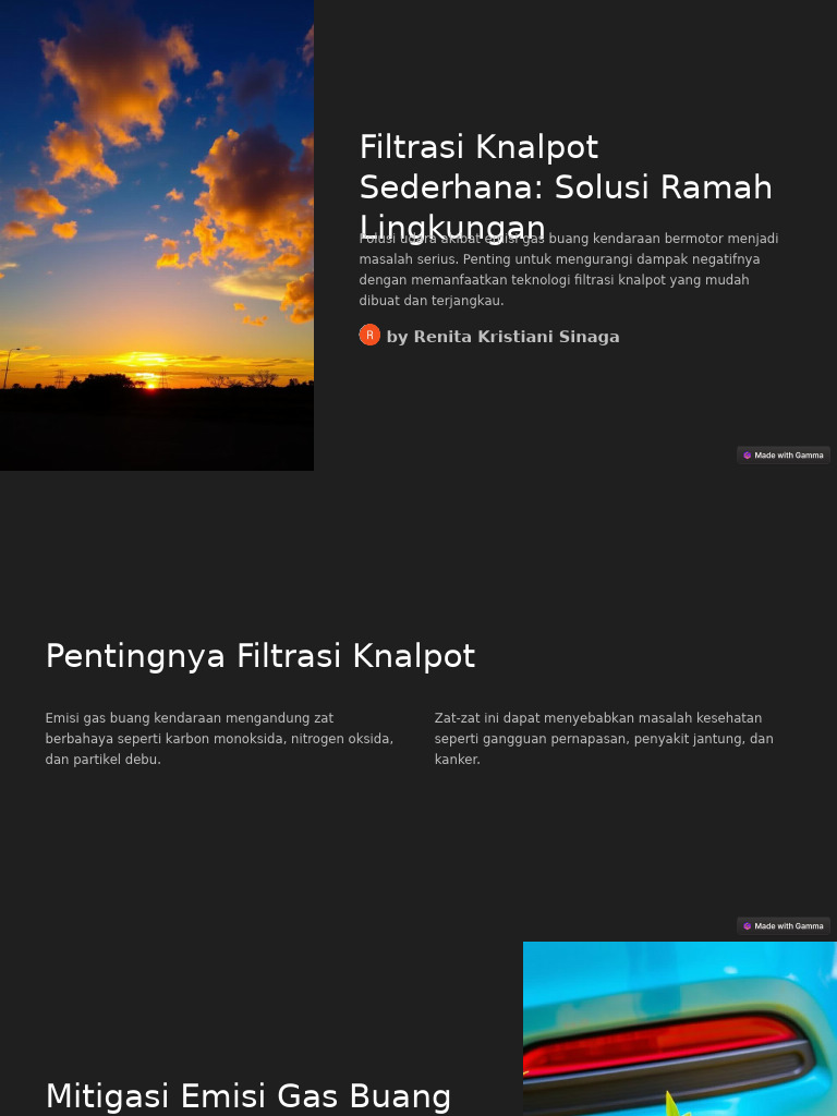 Filtrasi Knalpot Sederhana Solusi Ramah Lingkungan | PDF