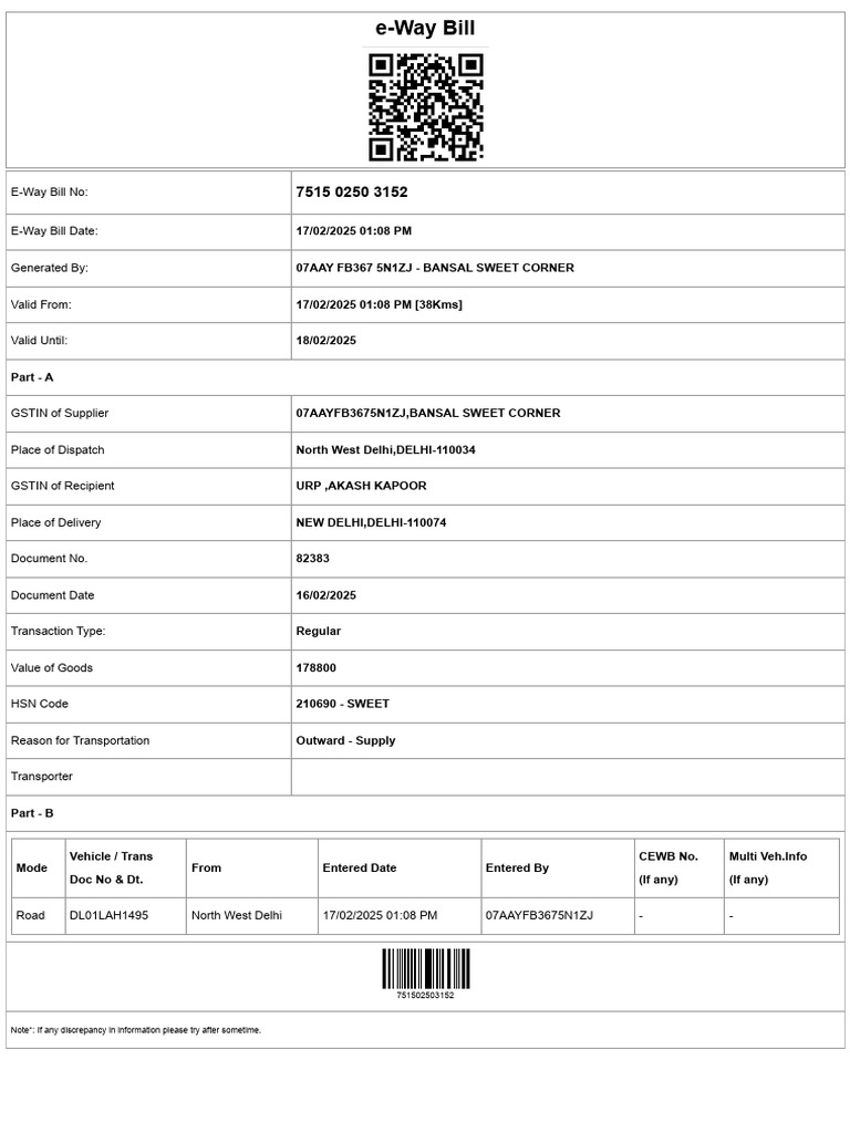 Eway Bill | PDF