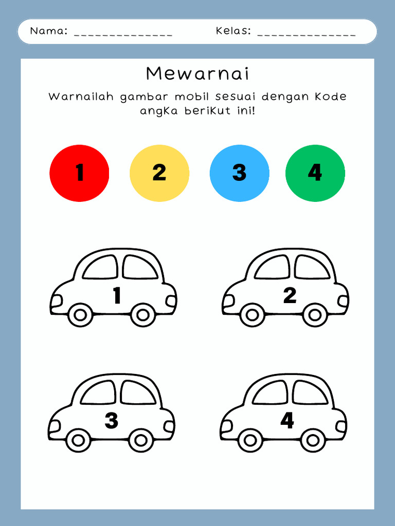 Aktivitas Mewarnai Mobil | PDF