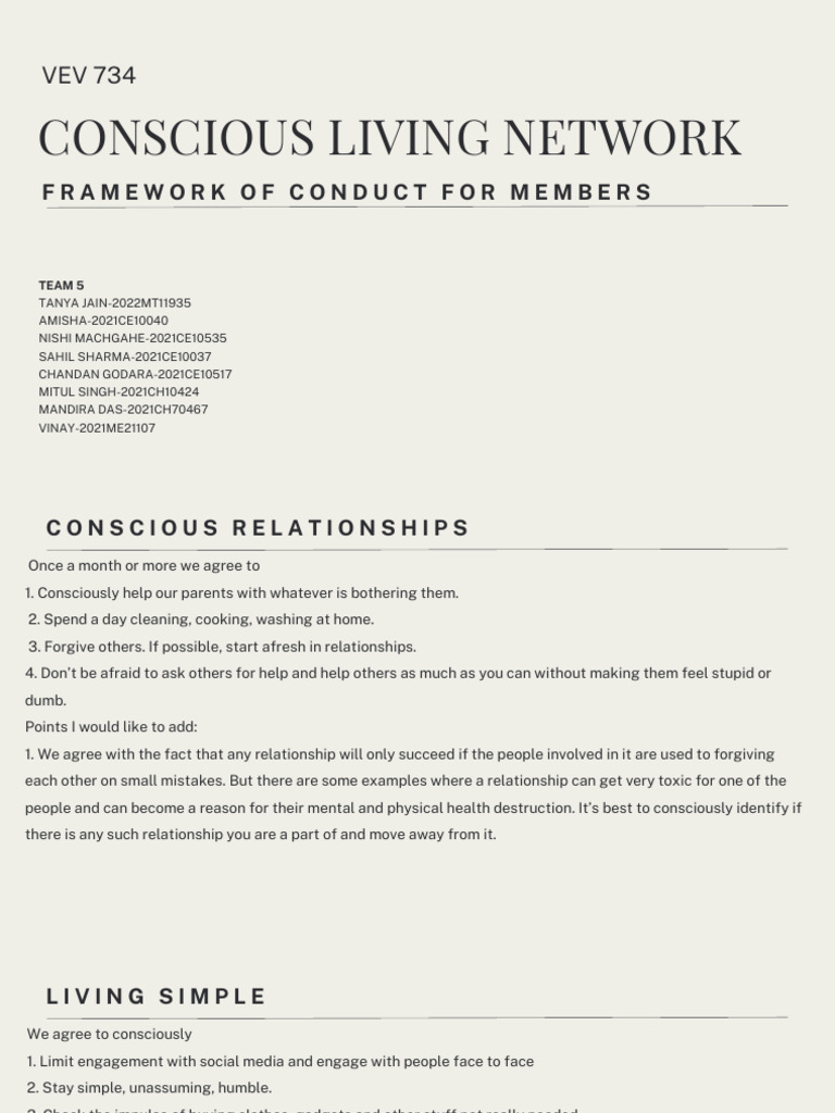 Framework for Conscious Living Practices | PDF | Thought | Mental Health