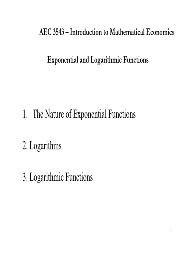 Exponential and Logarithmic Functions | PDF | Function (Mathematics ...
