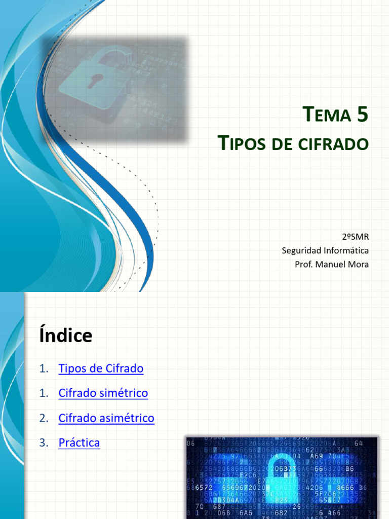 T5 Tipos de Cifrado | PDF | Clave (criptografía) | Criptografía