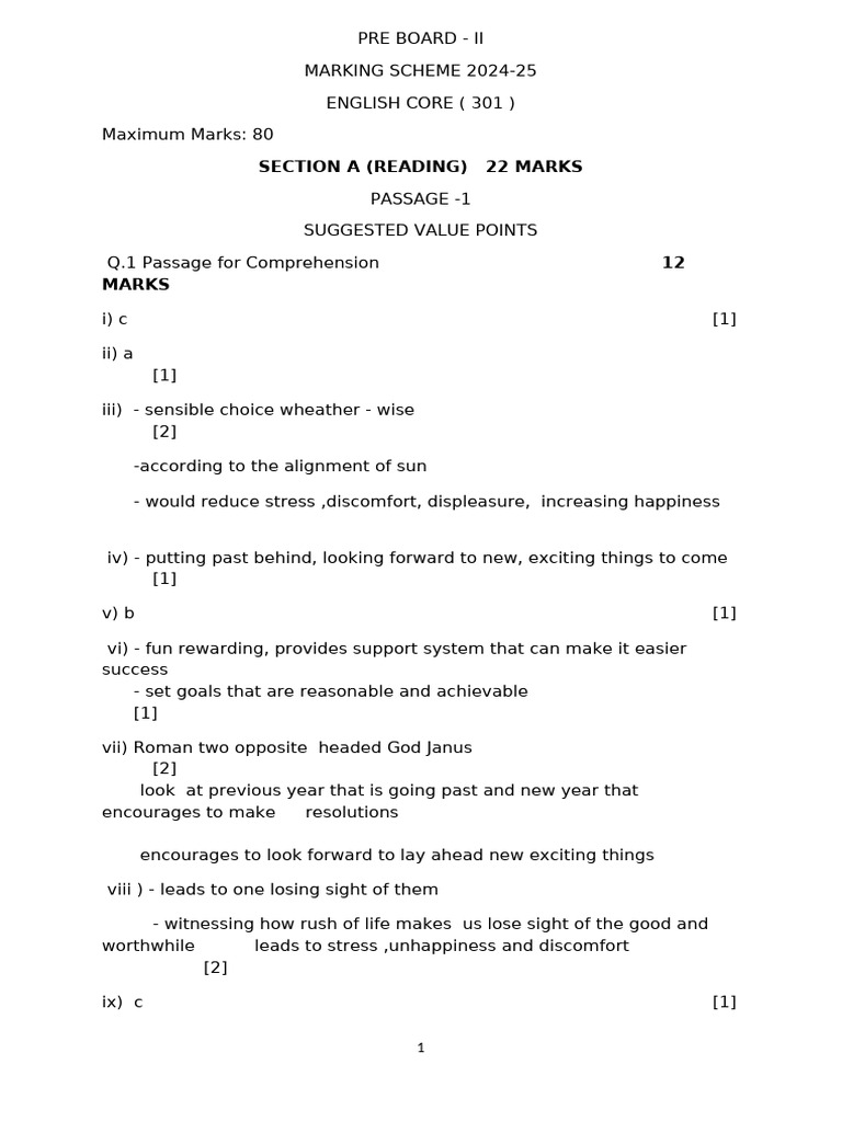 Pre Board - II 2024-25 Ans Key | PDF