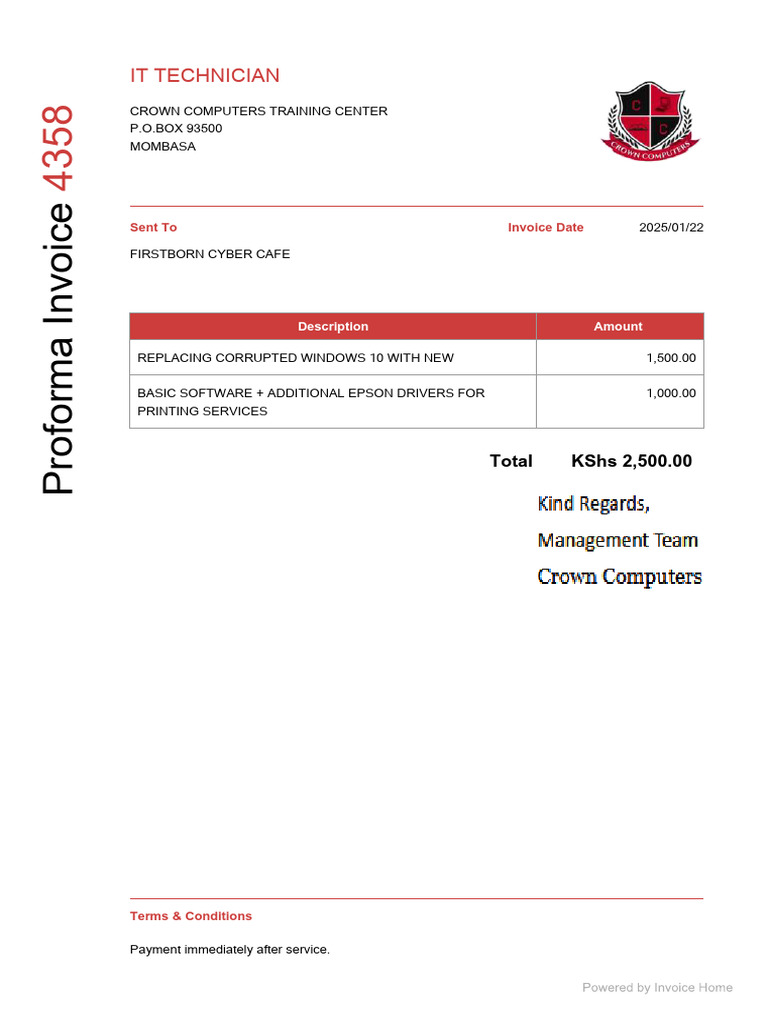 Cyber-Cafe Receipt Sample | PDF