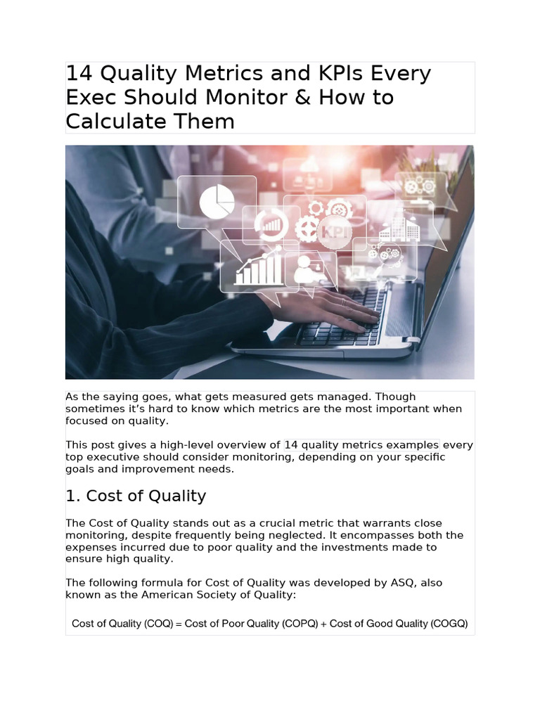 14 Quality Metrics and KPIs Every Exec Should Monitor & How To ...