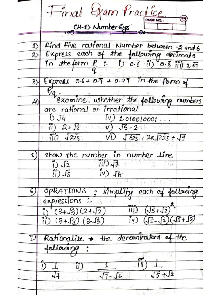 Chapter No 1 - NUMBER SYSTEMS | PDF