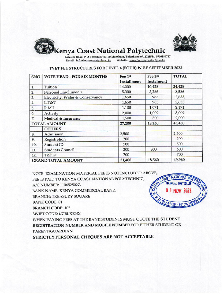 New Fee Structure 2023 1 | PDF