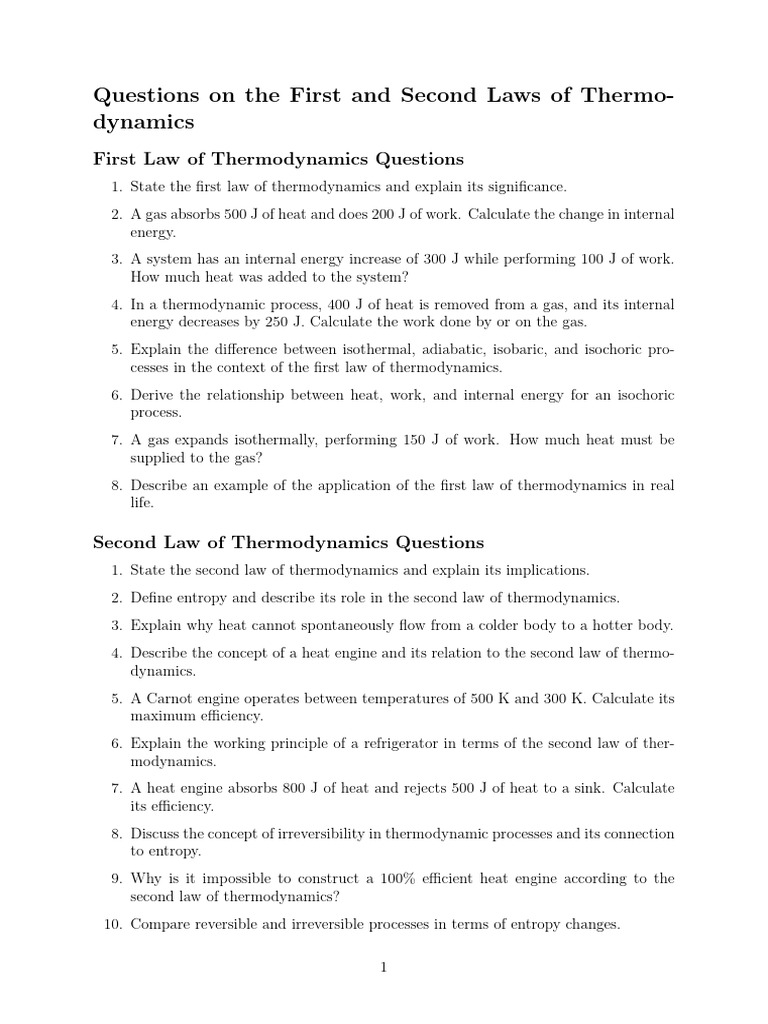 Questions From 1 ST Law of Thermodynamics - 2025-01!26!164925 | PDF