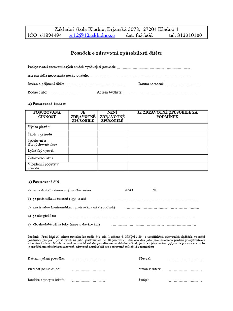 Posudek - Zdravotni - Zpusobilosti | PDF