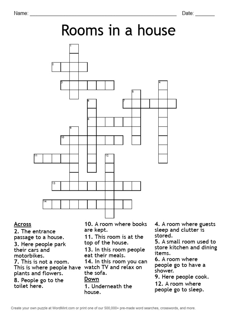 House Rooms Puzzle Worksheet | PDF