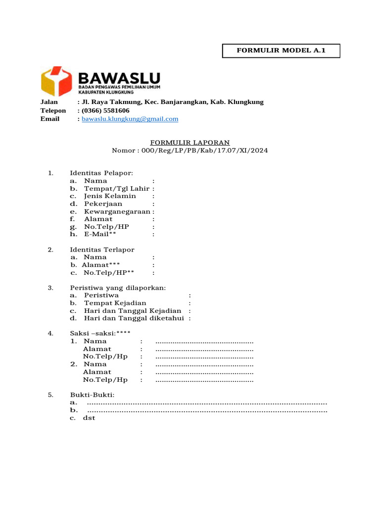 Formulir Model A.1 | PDF