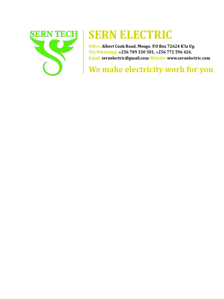 Sern Electric. We Make Electricity Work For You | PDF