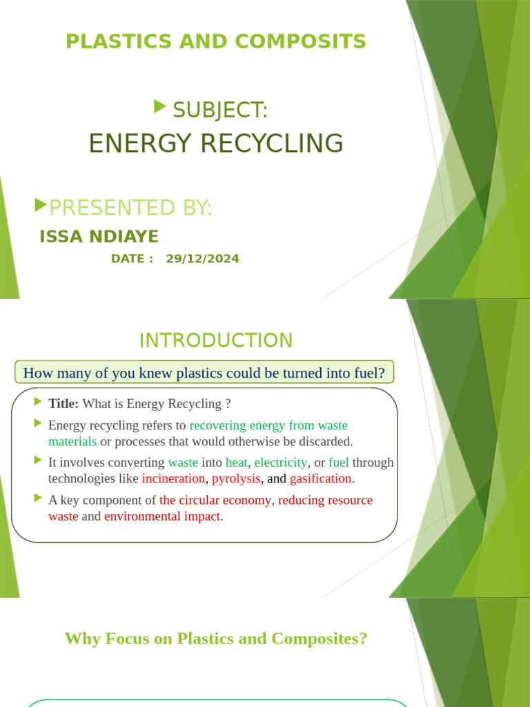 Plastics and Compos Its Presentation | PDF | Recycling | Gasification