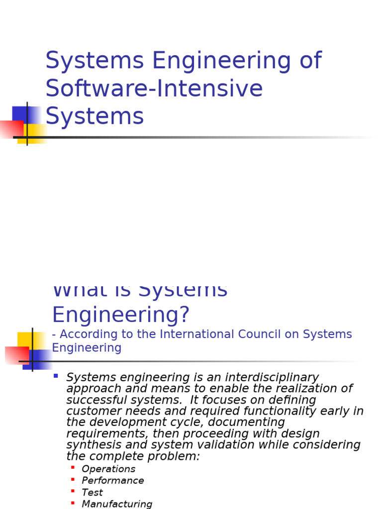 Systems Engineering for Software Systems | PDF | Systems Engineering | System