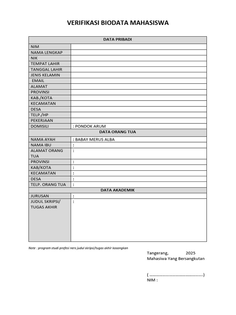 Form Verifikasi Data | PDF