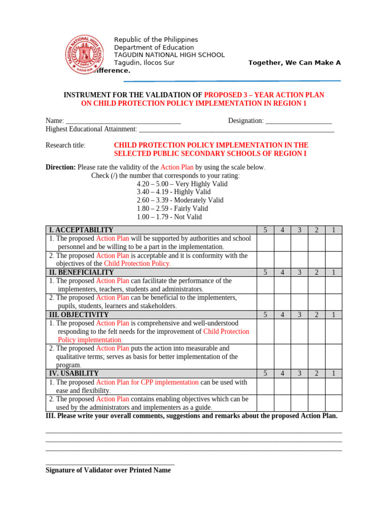 Instrument for the Validation of Output | PDF | Cognition | Learning