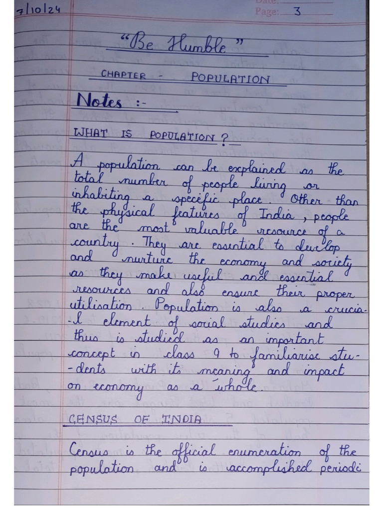 Ch-Population Notes Class 9 | PDF