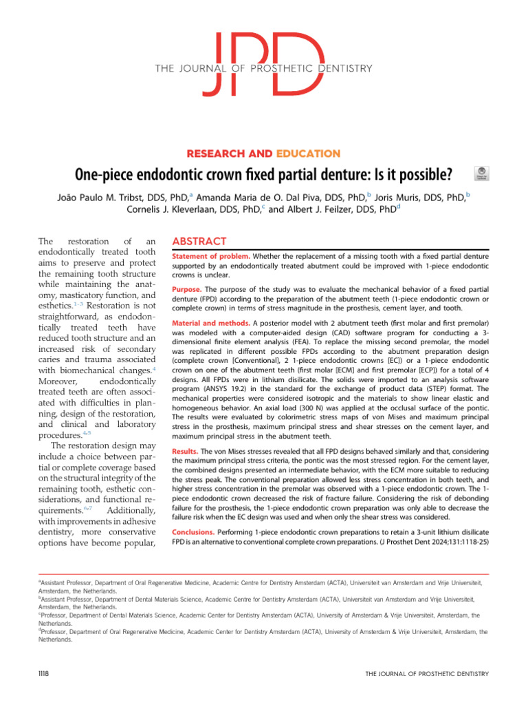 Endocrown en Puentes | PDF | Strength Of Materials | Stress (Mechanics)
