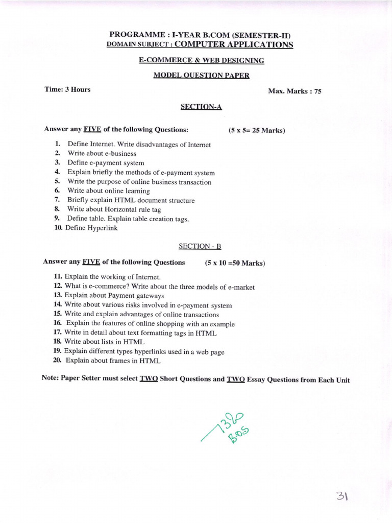 B.Com E-Commerce & Web Design | PDF