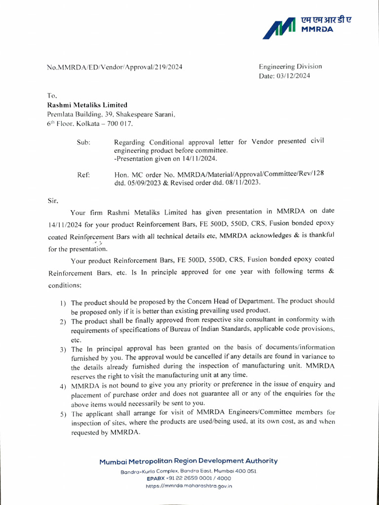 MMRDA-APPROVAL LETTER | PDF | Government | Justice