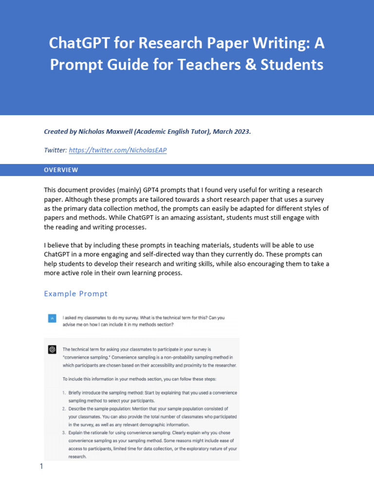 Research Paper Prompts Guide | PDF | Theory | Cognition