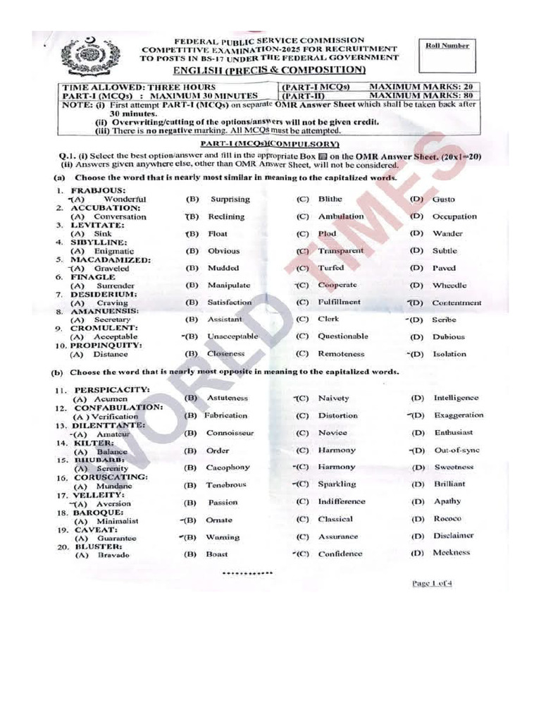 CSS English Precise and Composition Paper 2025 | PDF