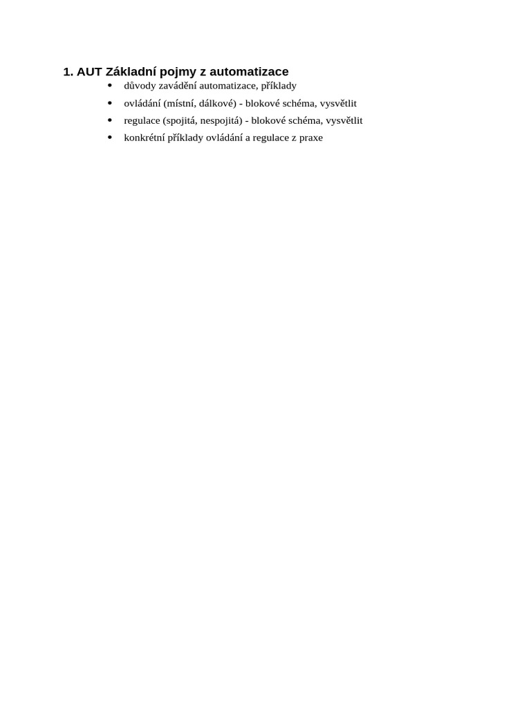01 AUT Z Kladnˇ Pojmy z Automatizace | PDF