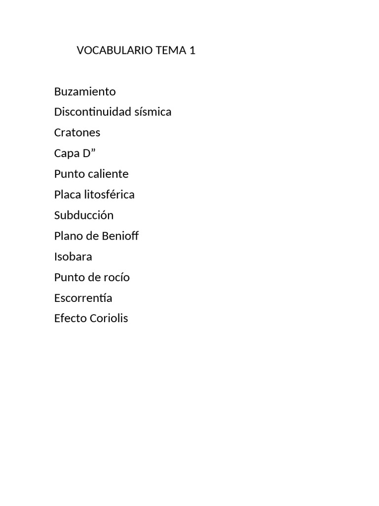 Vocabulario U7 | PDF