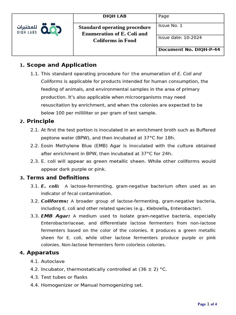 44 Enumeration of Coliforms and E.coli in Food | PDF | Organisms | Prokaryote