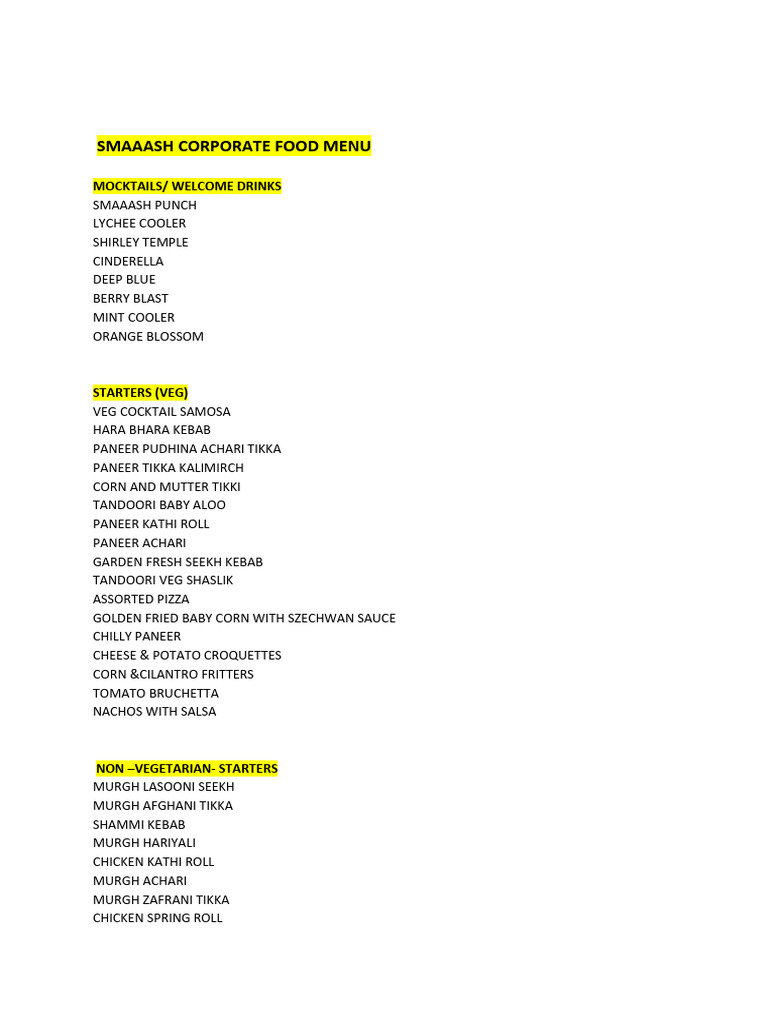 Food Menu Combine Non-Veg - 2021 | PDF