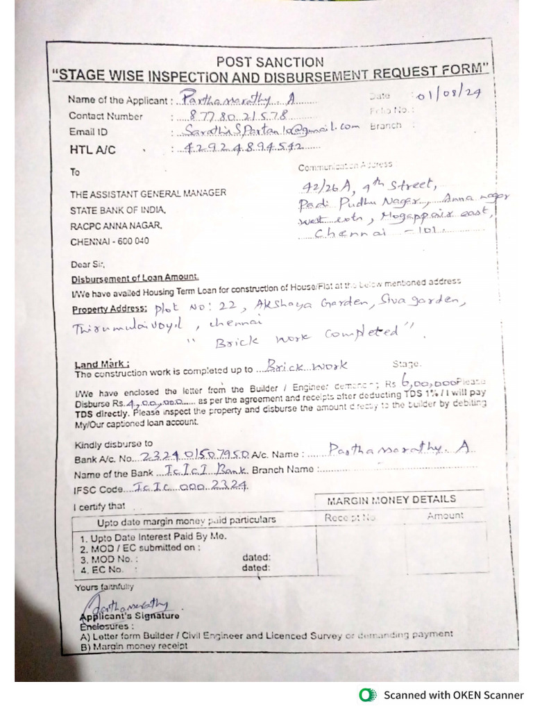Stage Wise Disbursement Request Form. | PDF
