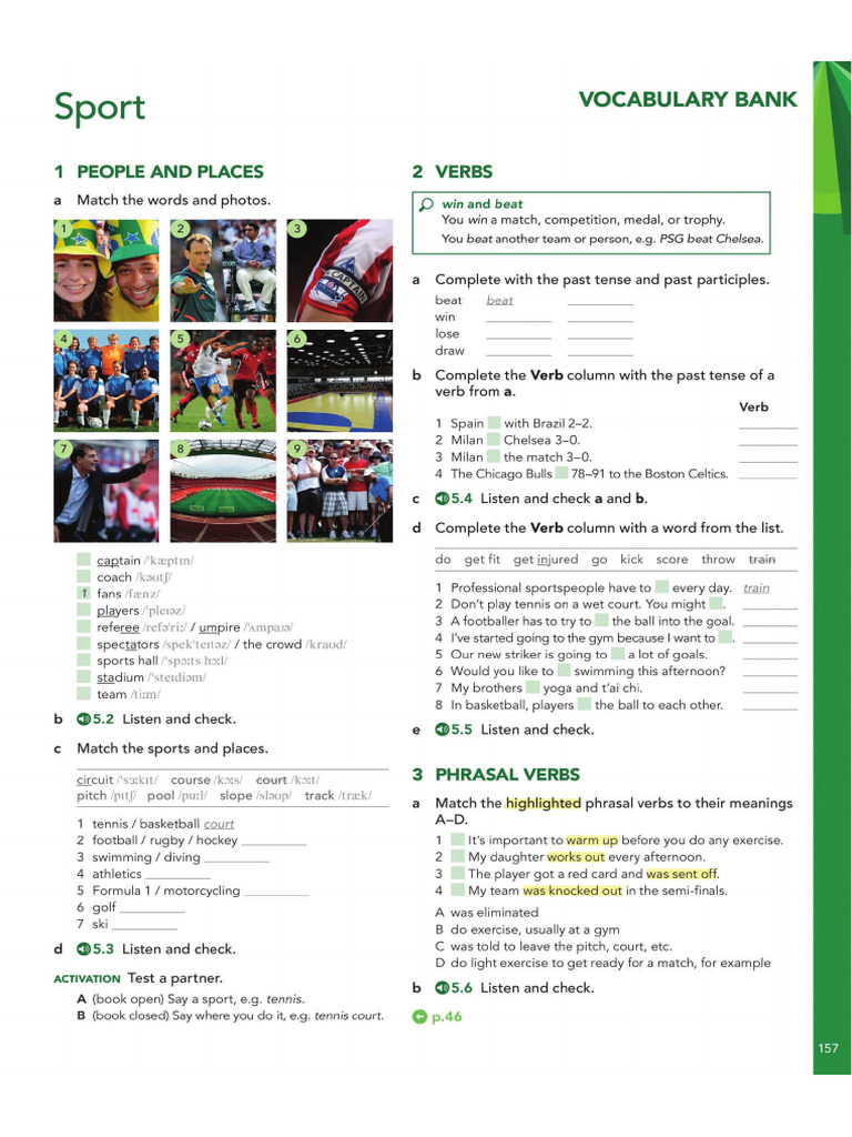 Vocabulary Sport | PDF