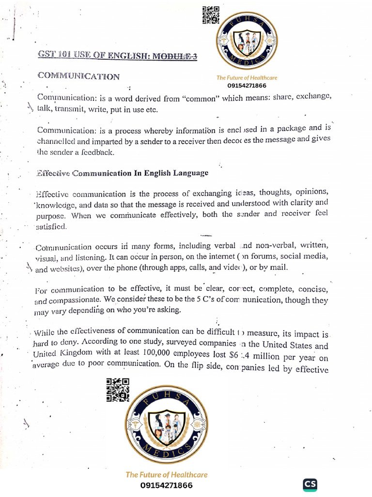 Gst 101 ( Communication )-1 | PDF