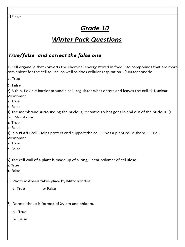 Grade 10 Winter Pack 2024Wq7P9 1029 | PDF | Mitosis | Cell (Biology)