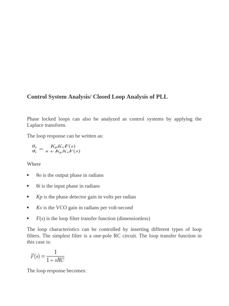 Operation of Basic Phase Locked Loop | PDF | Analog To Digital ...
