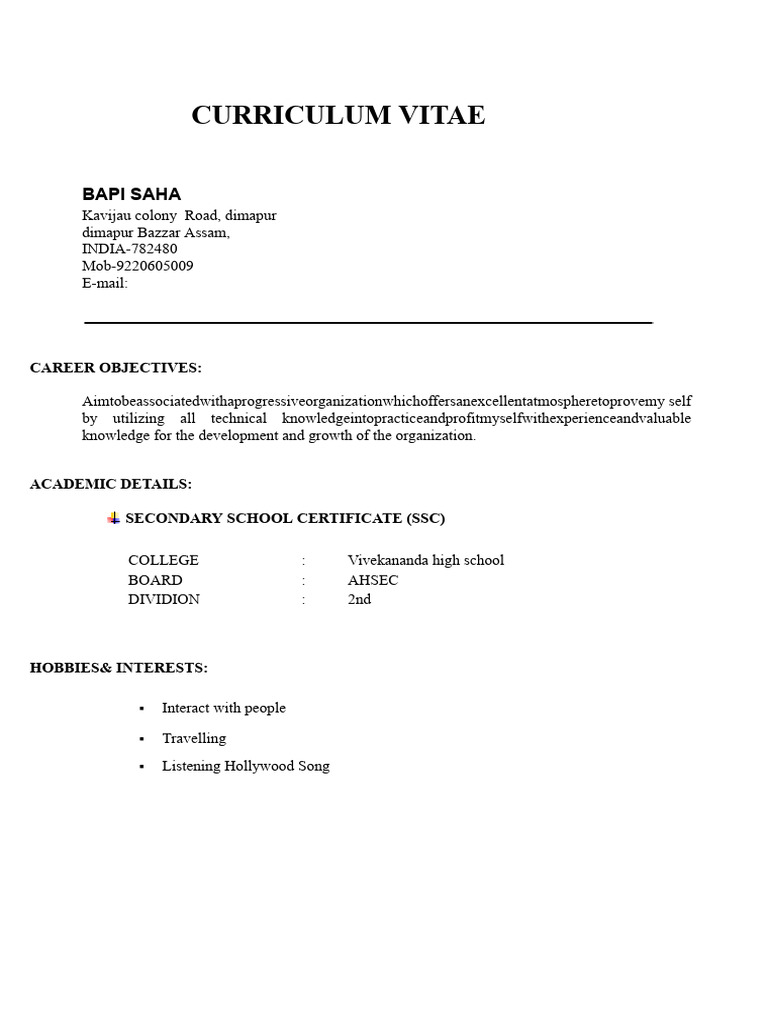 Bapi Saha CV | PDF