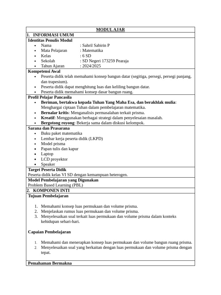 Modul Ajar Prisma Ii | PDF