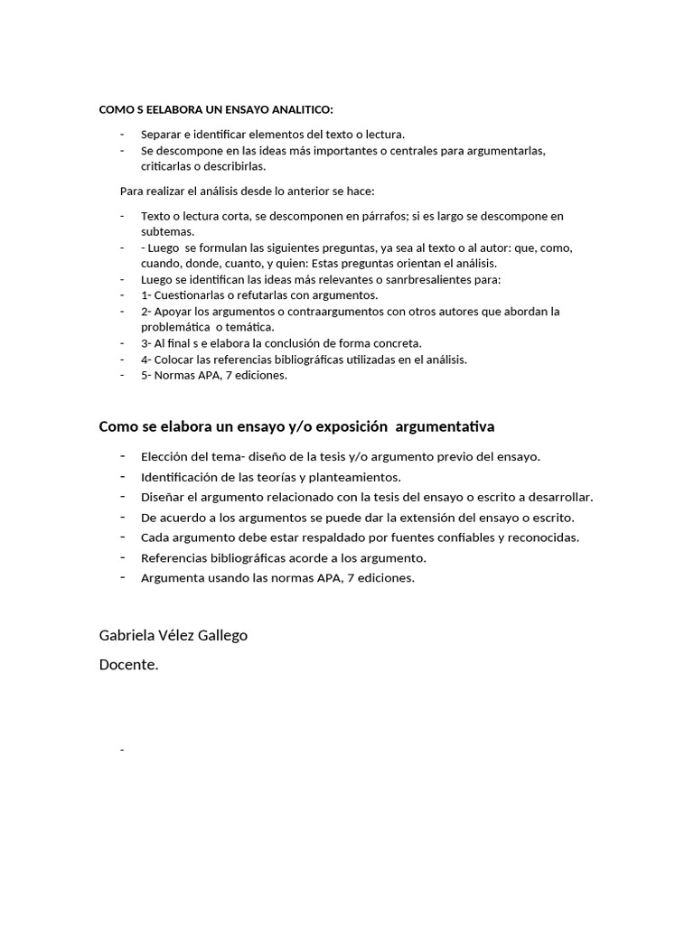 Guía para Elaborar un Ensayo Analítico | PDF