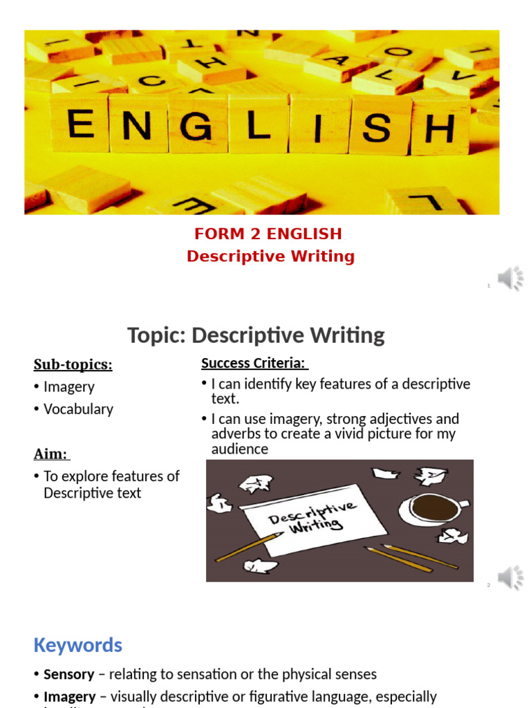 Descriptive Writing Techniques Guide | PDF | Senses | Essays