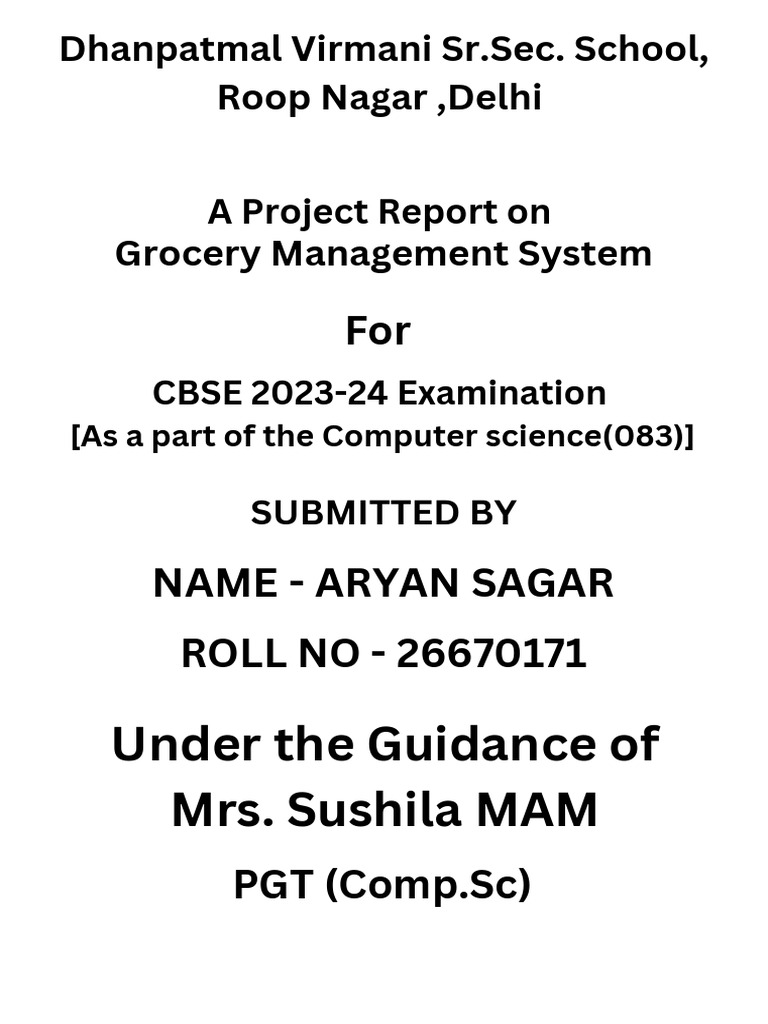 Grocery Management System Project Report | PDF | Automation | Inventory
