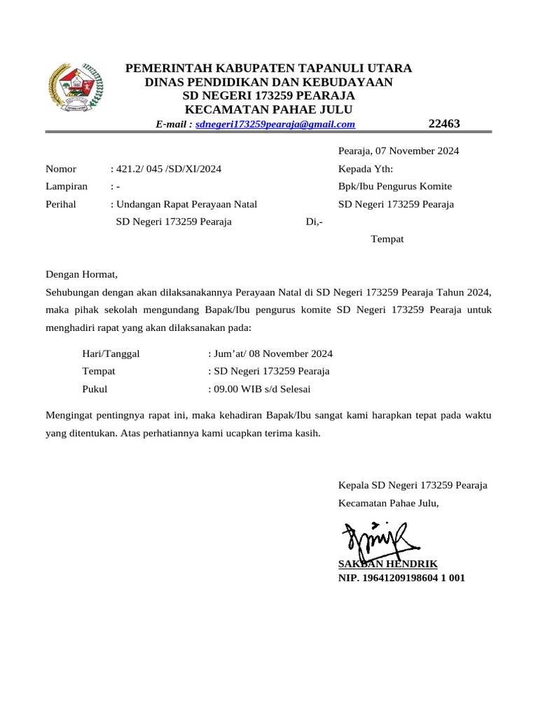 undangan rapat perayaan natal | PDF