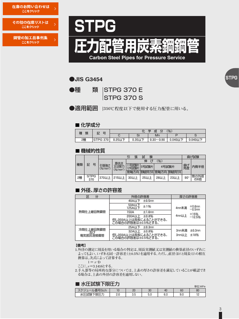 Jis G 3454 STPG 370 | PDF
