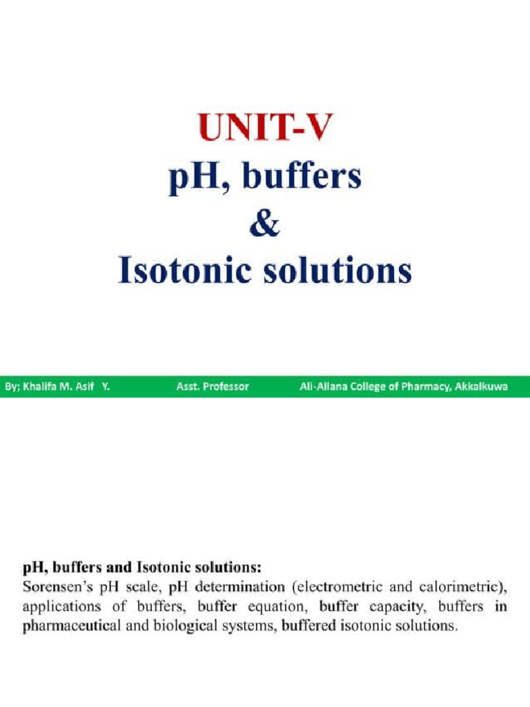 PH Buffers Isotonic Solution | PDF