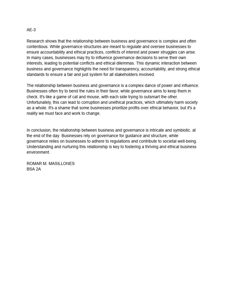 Business and Governance Dynamics Explained | PDF