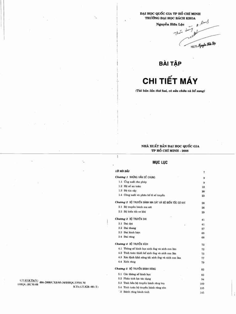 Nguyen Huu Loc Bai Tap Chi Tiet May NXB DHQG TPHCM 1 8823 | PDF