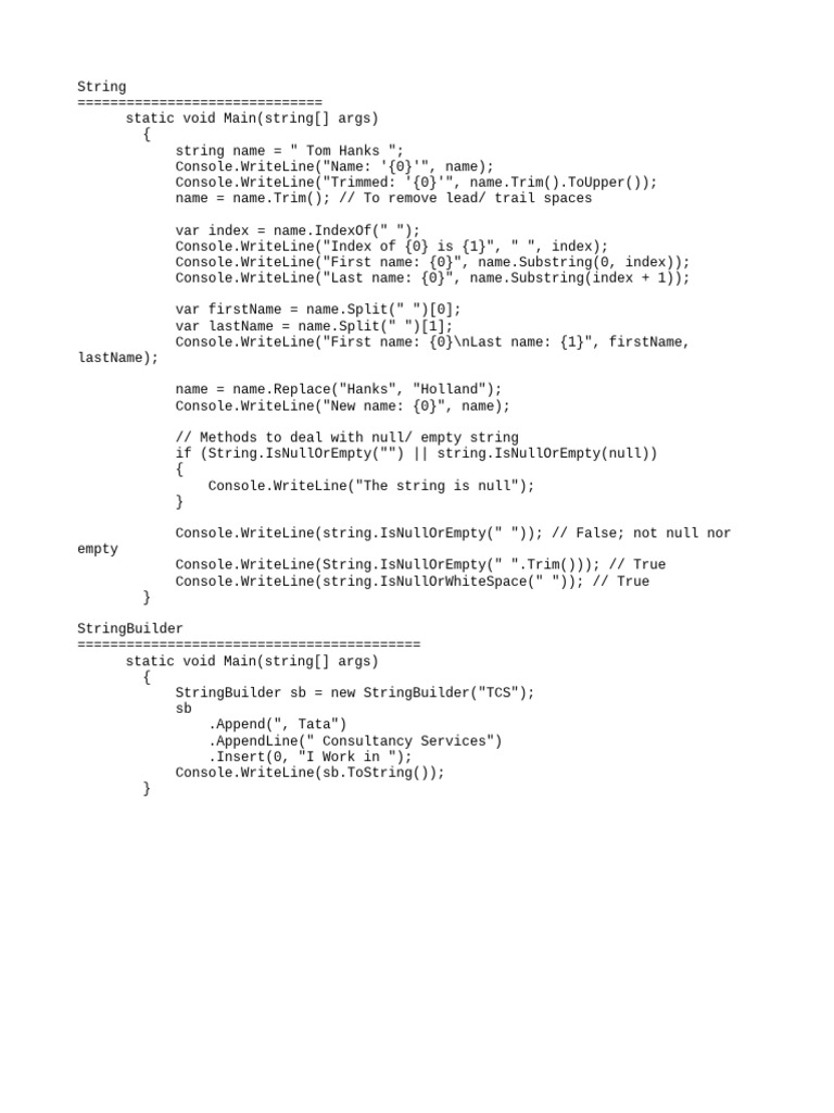 3. Strings and StringBuilder | PDF 3. Strings and StringBuilder | PDF