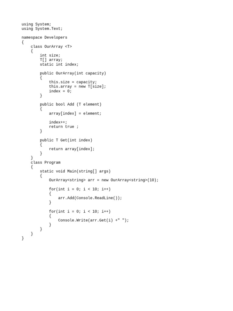 C# Generic Array Implementation | PDF